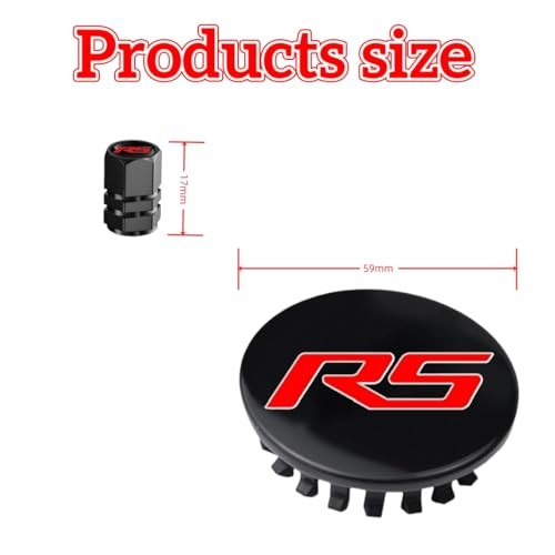 4PCS RS Wheel Center Cap Hub Cover and 4PCS RS Tire Valve Caps ...