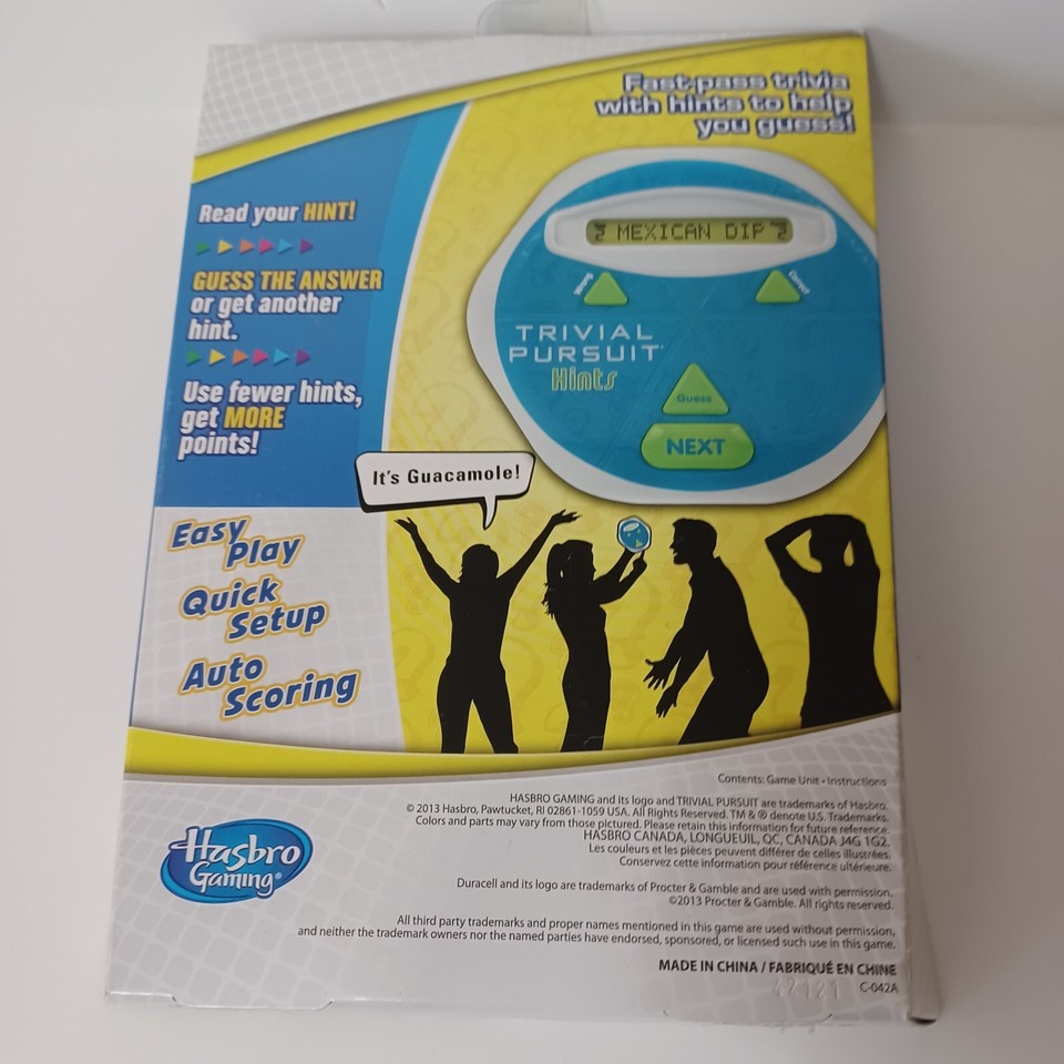 2013 Hasbro Electronic Trivial Pursuit Hints Team Party Game Handheld ...