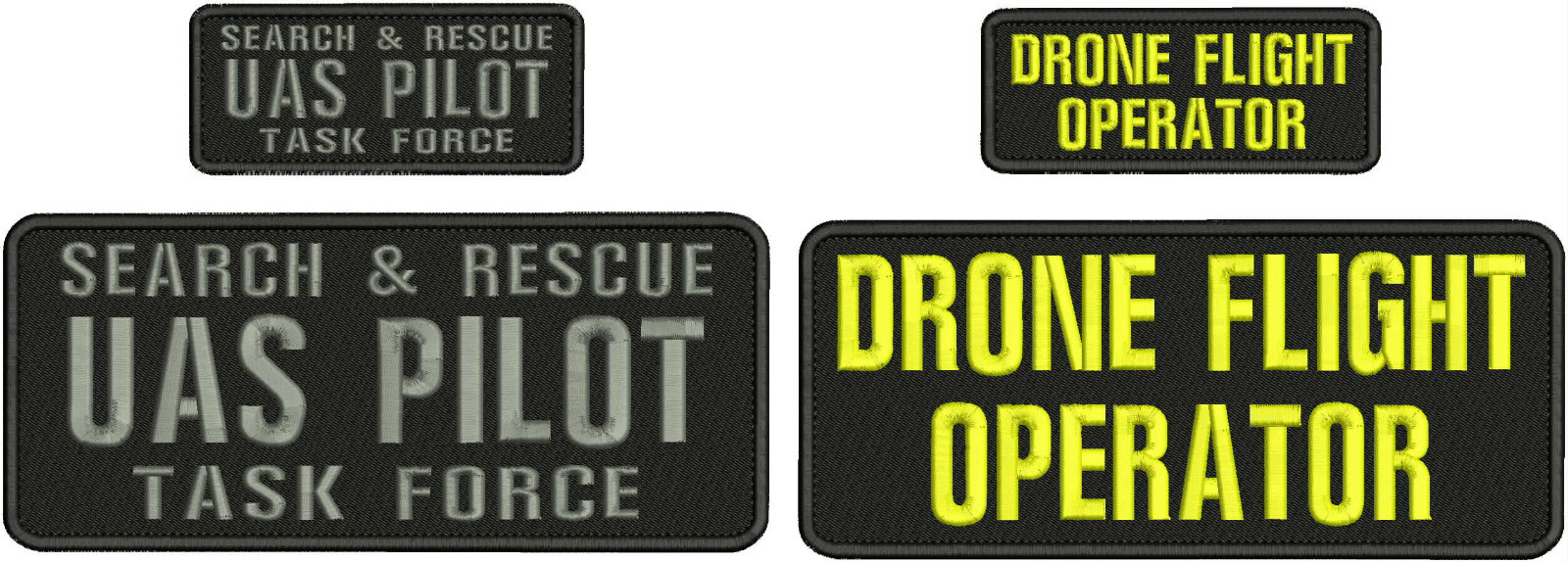S & R UAS PILOT T F DRONE F OPERATOR EMB PATCH 4X10 & 2X5 HOOK ON BACK ...