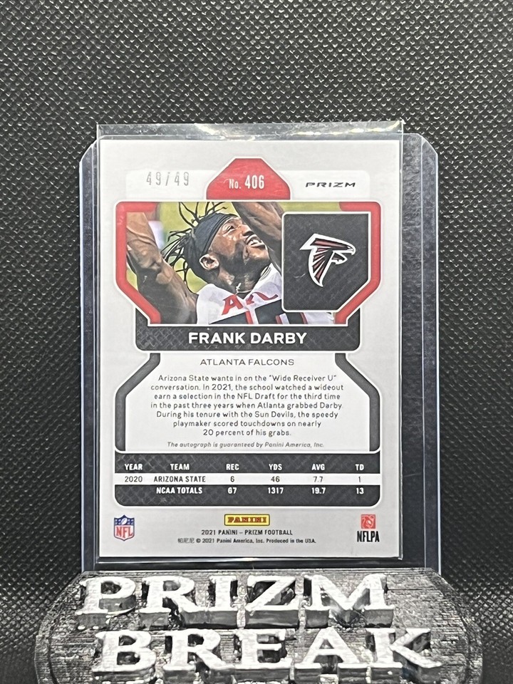 2021 Panini Prizm Frank Darby RC Rookie Auto Purple Power #’d/49 NFL ...