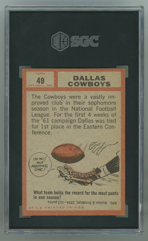 1962 Topps #49 Dallas Cowboys Team SGC 6.5 EX/NM+ #3454336 | eBay