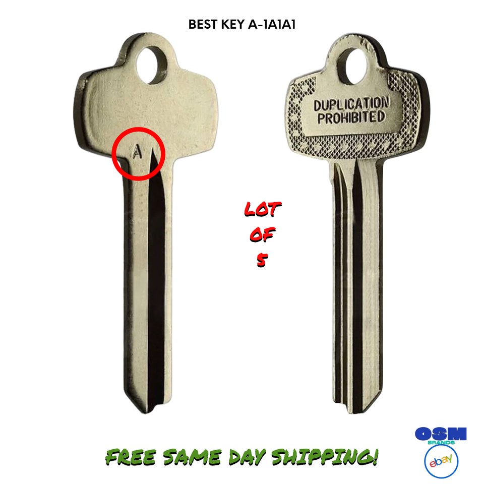 LOT OF FIVE ILCO FITS BEST KEY BLANKS FOR "A" KEYWAY 1A1A1 | eBay