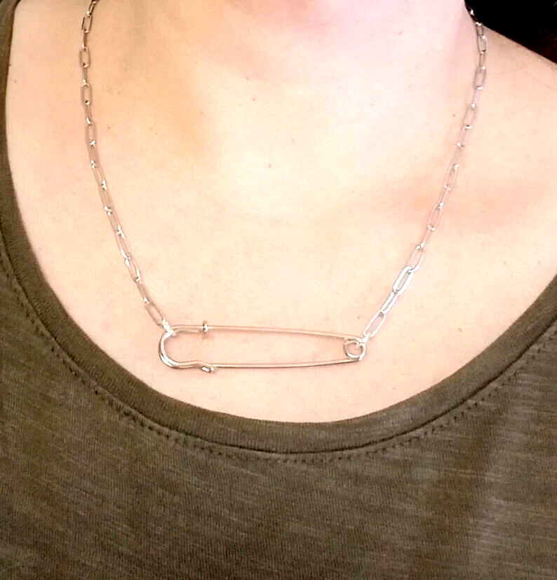Paperclip Chain Necklace Safety Pin Necklace Gothic Goth Punk Retro ...