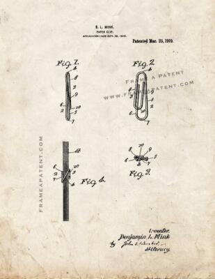 Paper Clip Patent Print Old Look | eBay