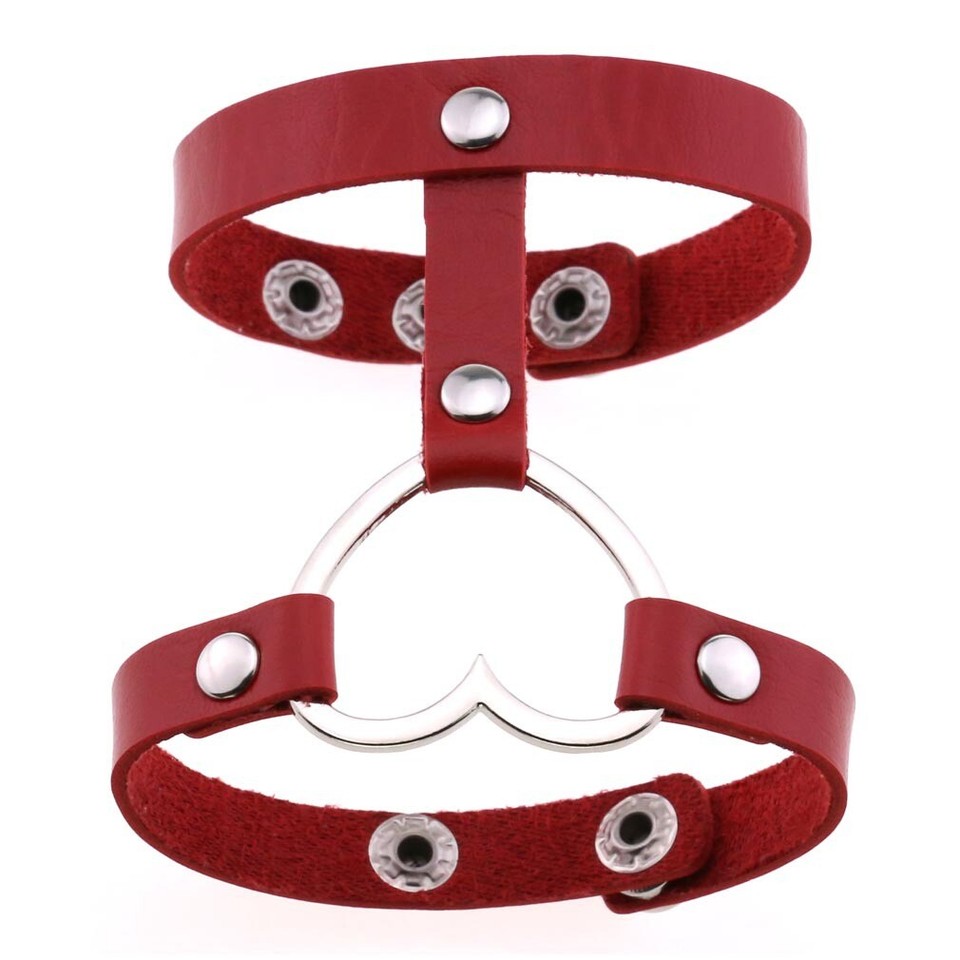 Punk Style Heart Linked Bracelet Double Circle Adjustable Bangle Wrist ...