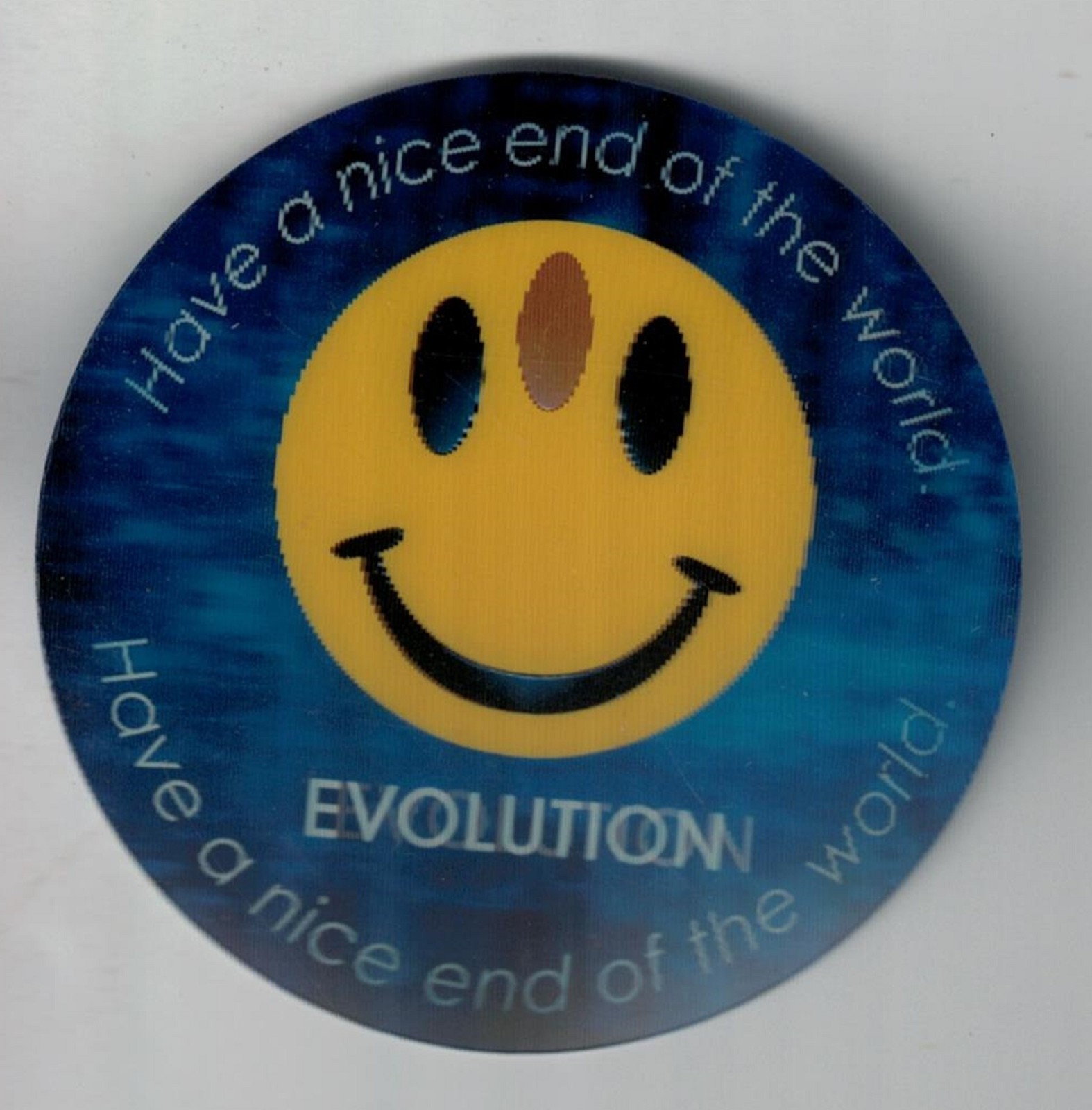 Vintage Evolution Movie Smiley Face Flasher Promo Pinback Button 3-D ...