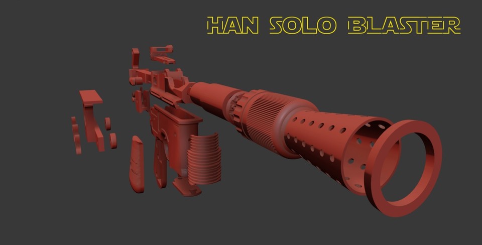 Han Solo Blaster Replica Model Kit with real optical scope | eBay