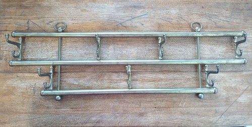 Vintage Brass Wall Mount Coat Hook Hat Rack MCM Art Deco Brass Original ...