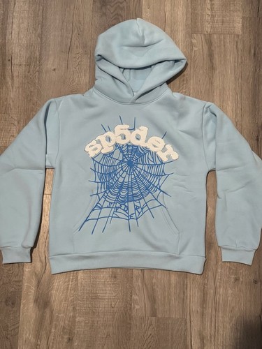 Sp5der Men's Hoodie Size Medium, Sky Blue with rhinestones brand new | eBay