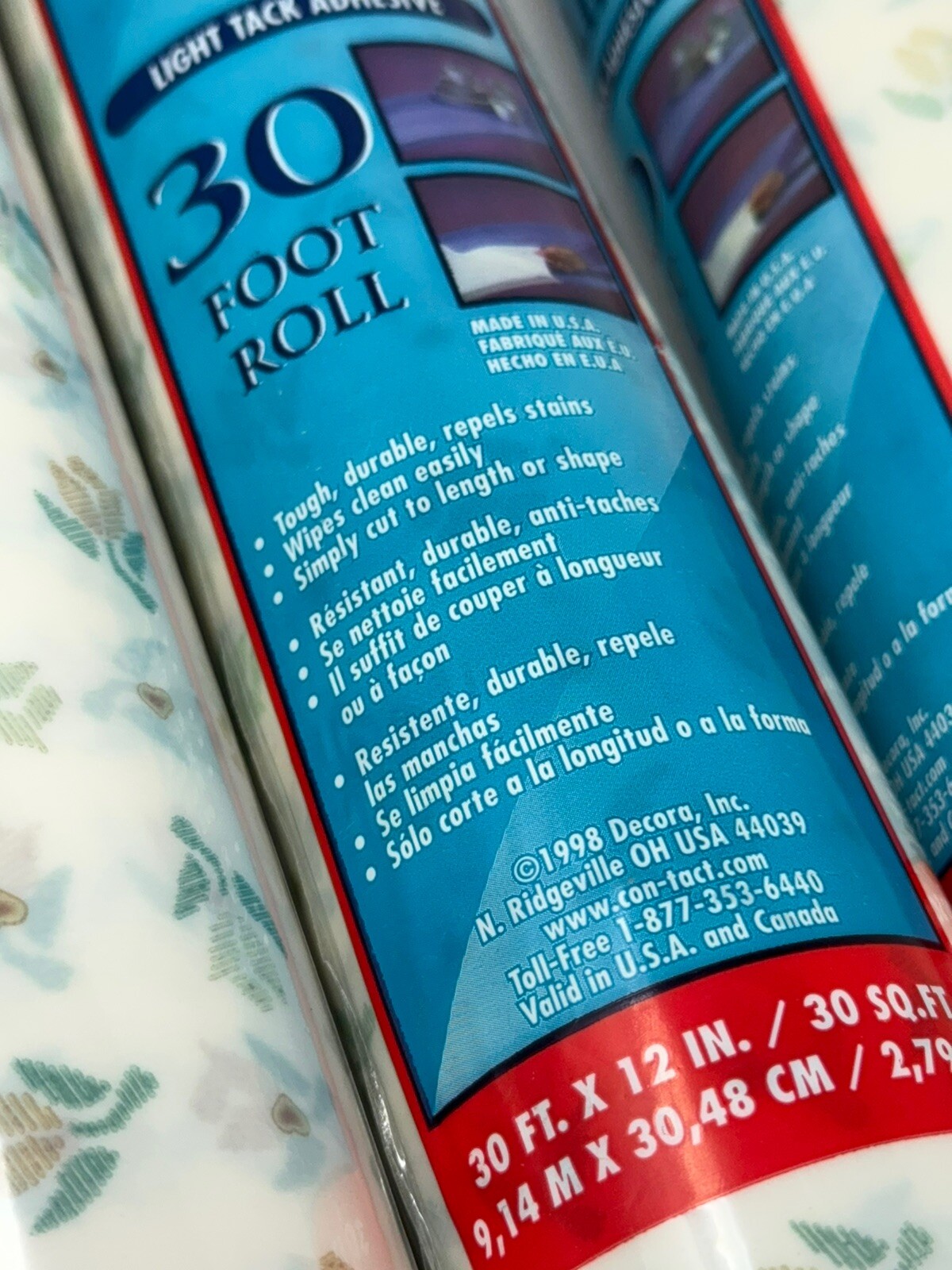 Lot Of 5 Rolls Vintage Contact Paper STITCHERY ROSE Floral Con-Tact ...