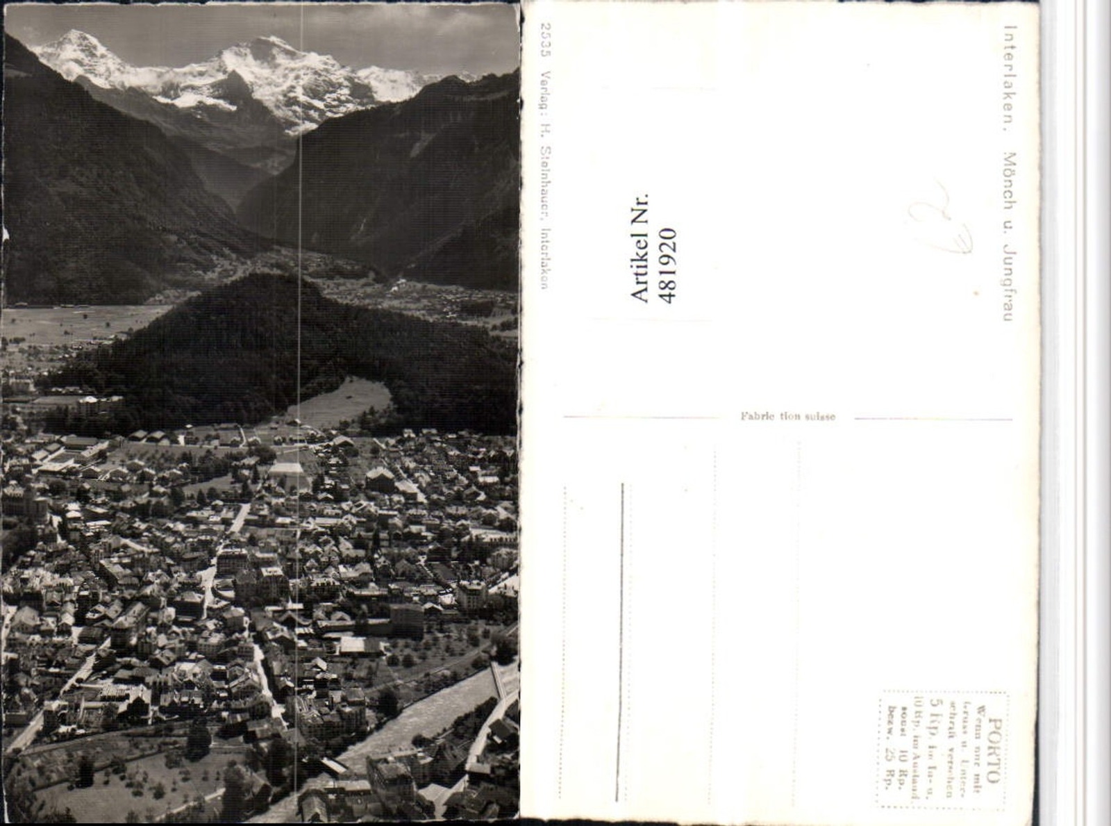 481920,Interlaken Totale m. Mönch u. Jungfrau Bergkulisse Kt Bern | eBay