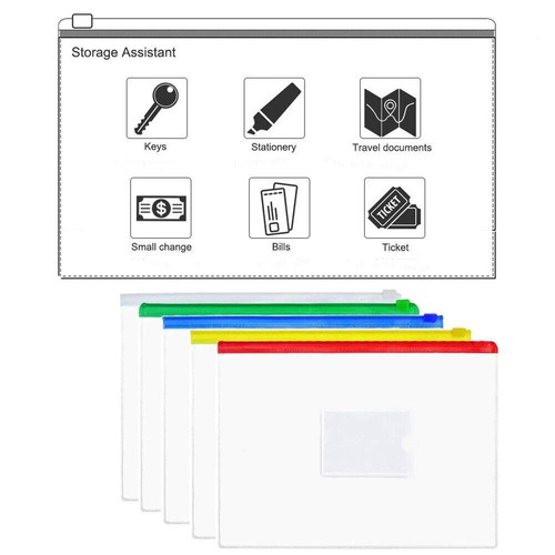 20x PASTEL PLASTIC ZIPPY BAGS A5 SIZE FILE STORAGE DOCUMENT ART SCHOOL ...