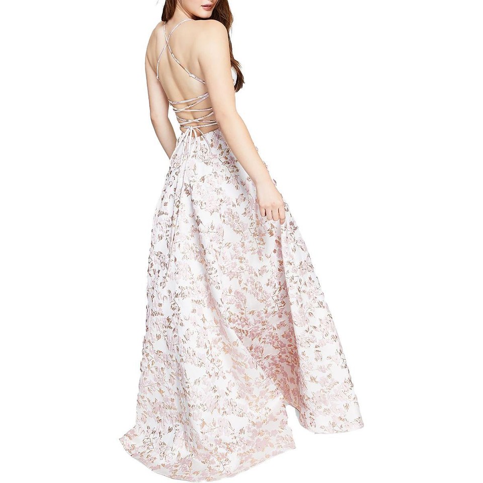 B. Darlin Womens Pink Floral Jacquard Evening Dress Gown Juniors 13/14 ...