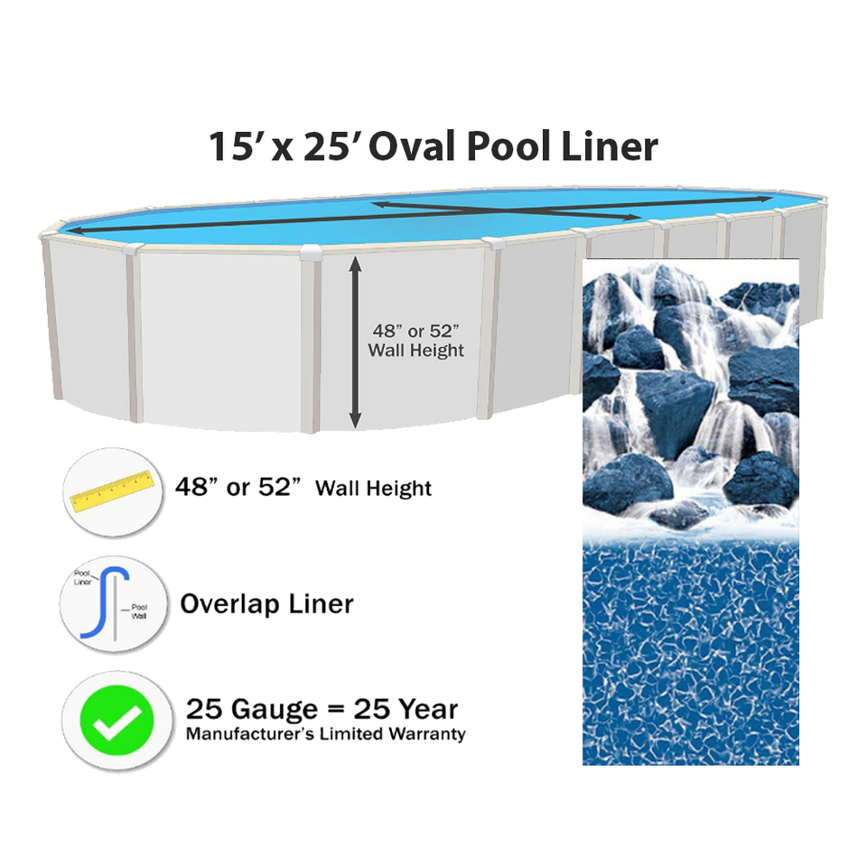 15' x 25' Oval 25 Gauge Overlap Swimming Pool Liner - (Choose Pattern ...