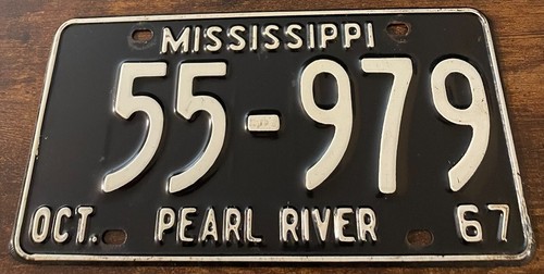 1967 Mississippi License Plate 55-979 Pearl River County Picayune ...