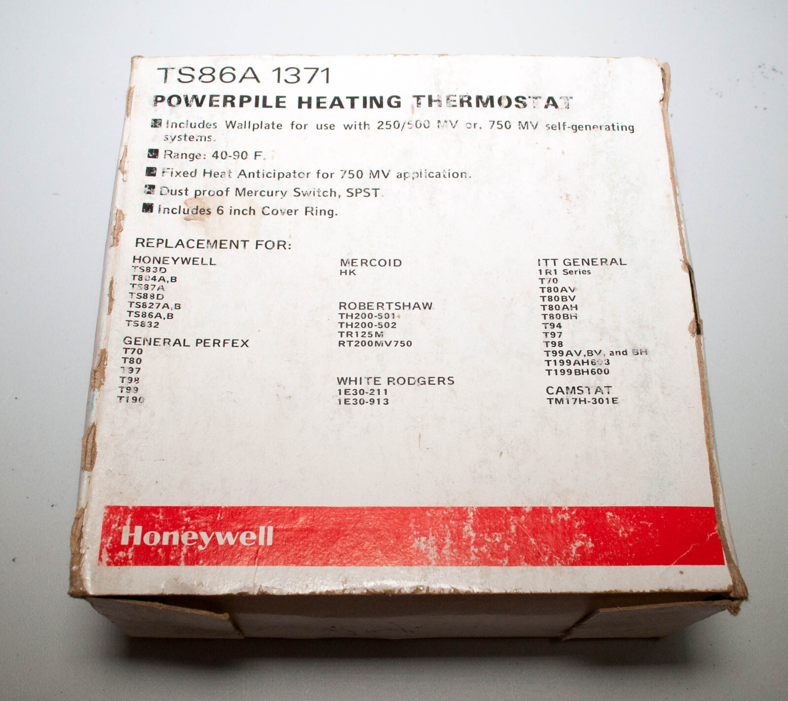 Honeywell TS86A1371 "The Round" Powerpile Control Heat Only Thermostat ...