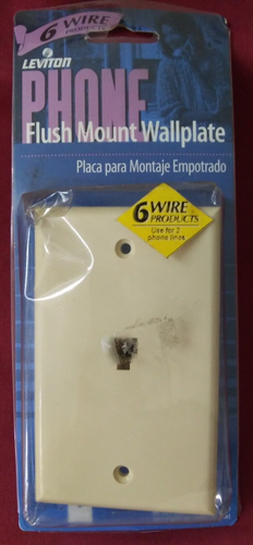 6-Wire Telephone C2675-I Leviton Ivory FLUSH MOUNT Phone Jack Wall ...