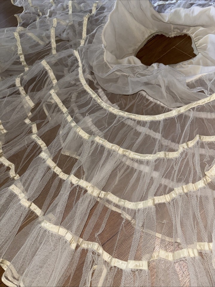 VTG 50s Petticoat Slip Cream Lace Crinoline Party Bridal - 1950s Malco ...
