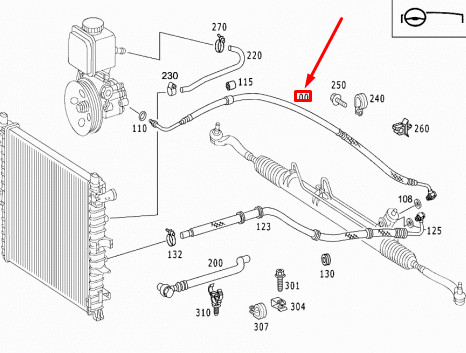 MERCEDES-BENZ ML W163 POWER STEERING PRESSURE LINE A1634604224 NO DUTY ...