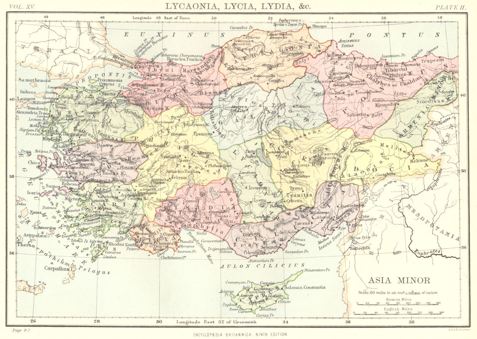 TURKEY. Asia Minor. Lycaonia, Lycia, Lydia. Britannica 9th edition 1898 ...