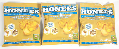 3PK Honees Soothing Throat Drops With Honey & Ginger 20 Count Each Bag ...