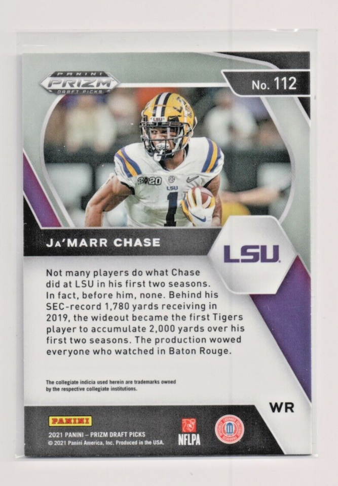 Ja'Marr Chase 2021 Prizm Draft Picks Rookie Card RC #112 LSU | eBay
