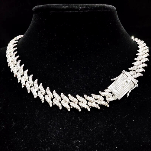 Iced Out Thorn Chain Necklace 20mm Hip Hop Style - Bold, Eye-Catching ...