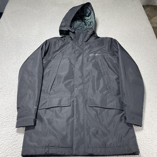 Eddie Bauer WeatherEdge Coat Mens Small Gray Hooded Insulated Parka ...