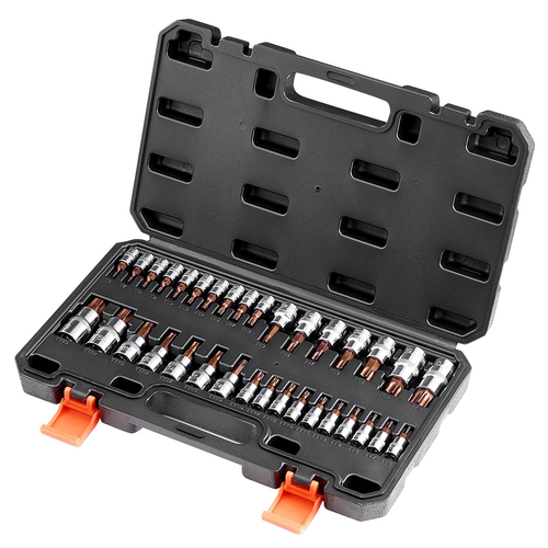 Torx Bit Socket Set 34-Piece Solid Star and Tamper Proof T6-T70 S2 ...