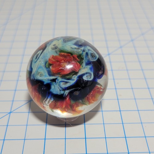Early 2000s Contemporary Art Glass Marble -Amy Ruopp - Bead Bliss - Red ...