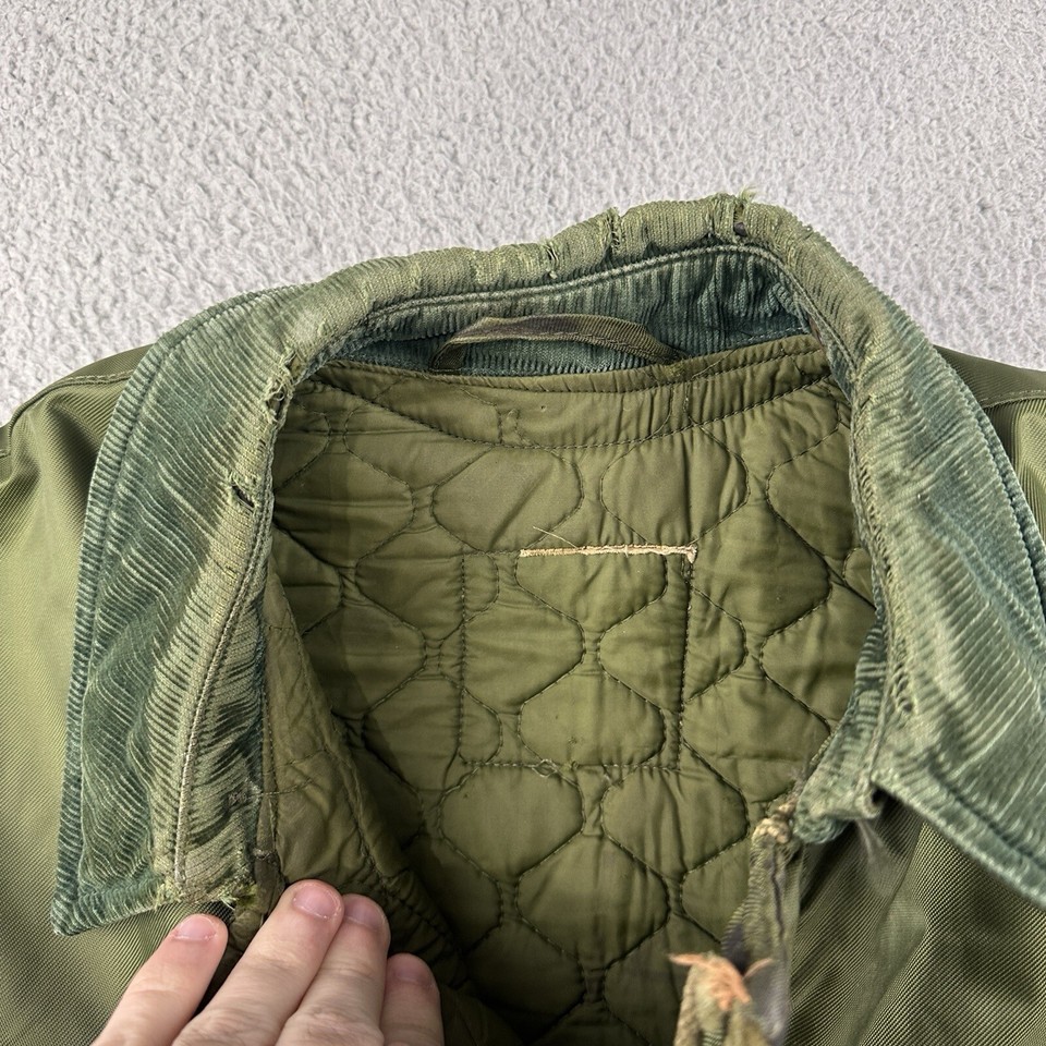 Vintage USN Deck Jacket Mens Large Green Extreme Cold Weather Military ...