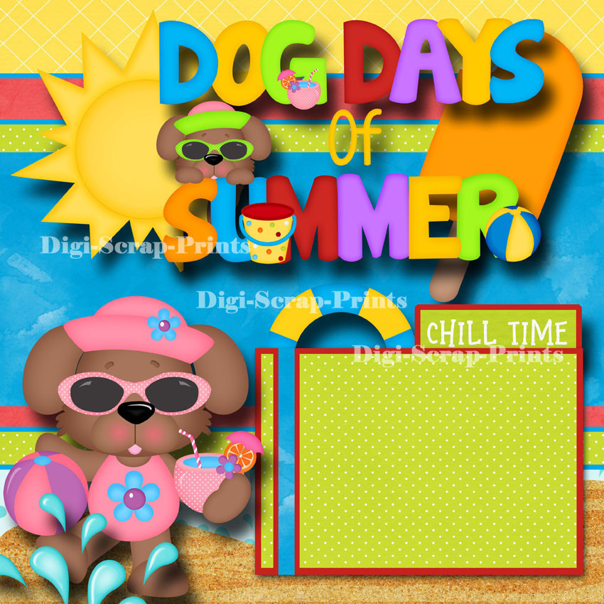 Dog Days of Summer premade scrapbook pages paper piecing layout beach ...
