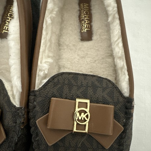 Michael Kors ERICA Fur/Suede/Canvas Slippers Loafer Moccasins Shoes ...