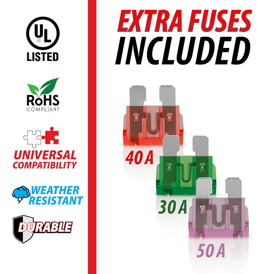 Anderson Power Pole PP45 Connector to 1/4" Ring Terminals Cable – 12 ...