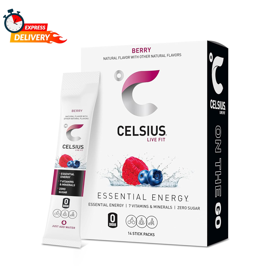 CELSIUS On-The-Go Powder Stick Packs, Zero Sugar (14 Sticks per Pack ...