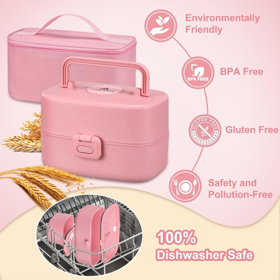 Bento Lunch Box with 8oz Soup Thermo, Kids Sustainable Pink | eBay