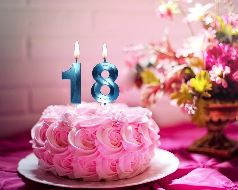 Blue 18th Birthday Candles Number 18 Cake Topper for Birthday ...