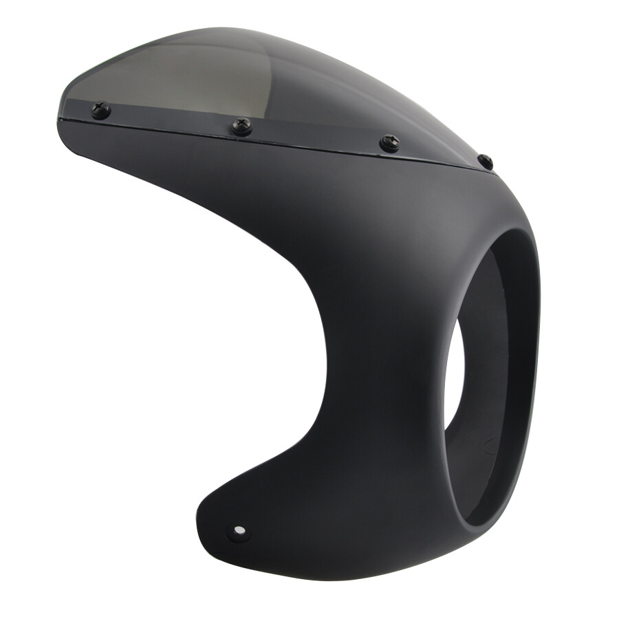 Universal Black Cafe Racer 7" Round Headlight Fairing Windshield Screen ...