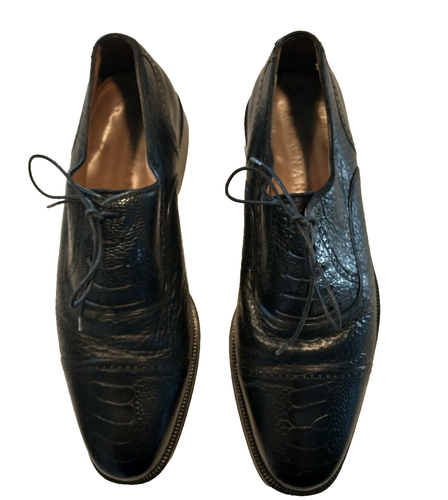 Magnanni Men's Dress Shoe Color Black Ostrich Size 7.5 D Wing Tip | eBay