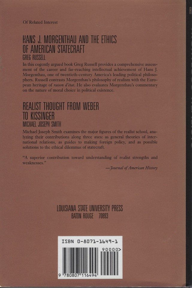 Righteous Realists by Joel Rosenthal - First Printing of His First Book ...