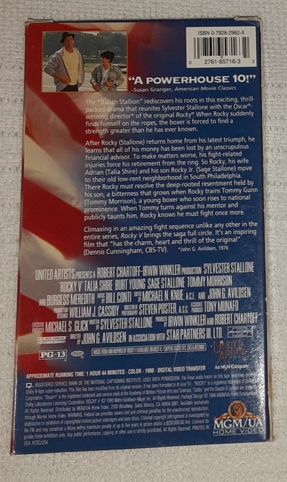 Rocky V (VHS, 1996) Sylvester Stallone - pre-owned collectible ...