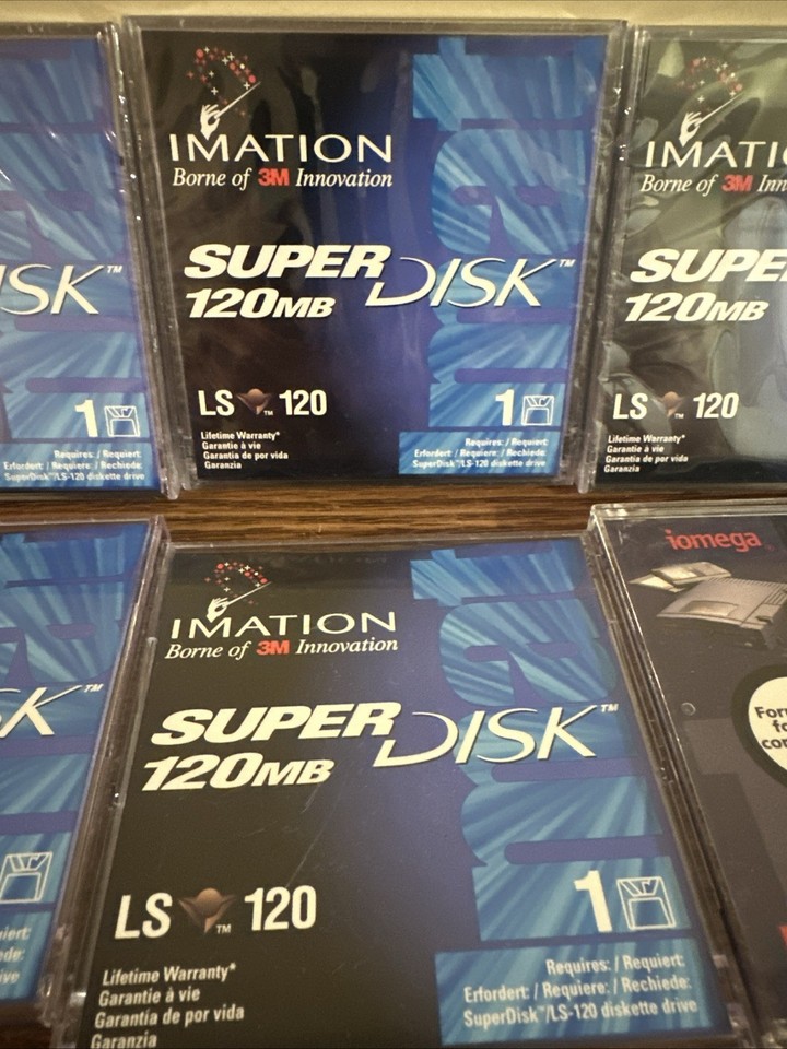 Imation Super Disk 120MB SuperDisk - 3 New, 2 Opened. Bonus iOmega Zip ...