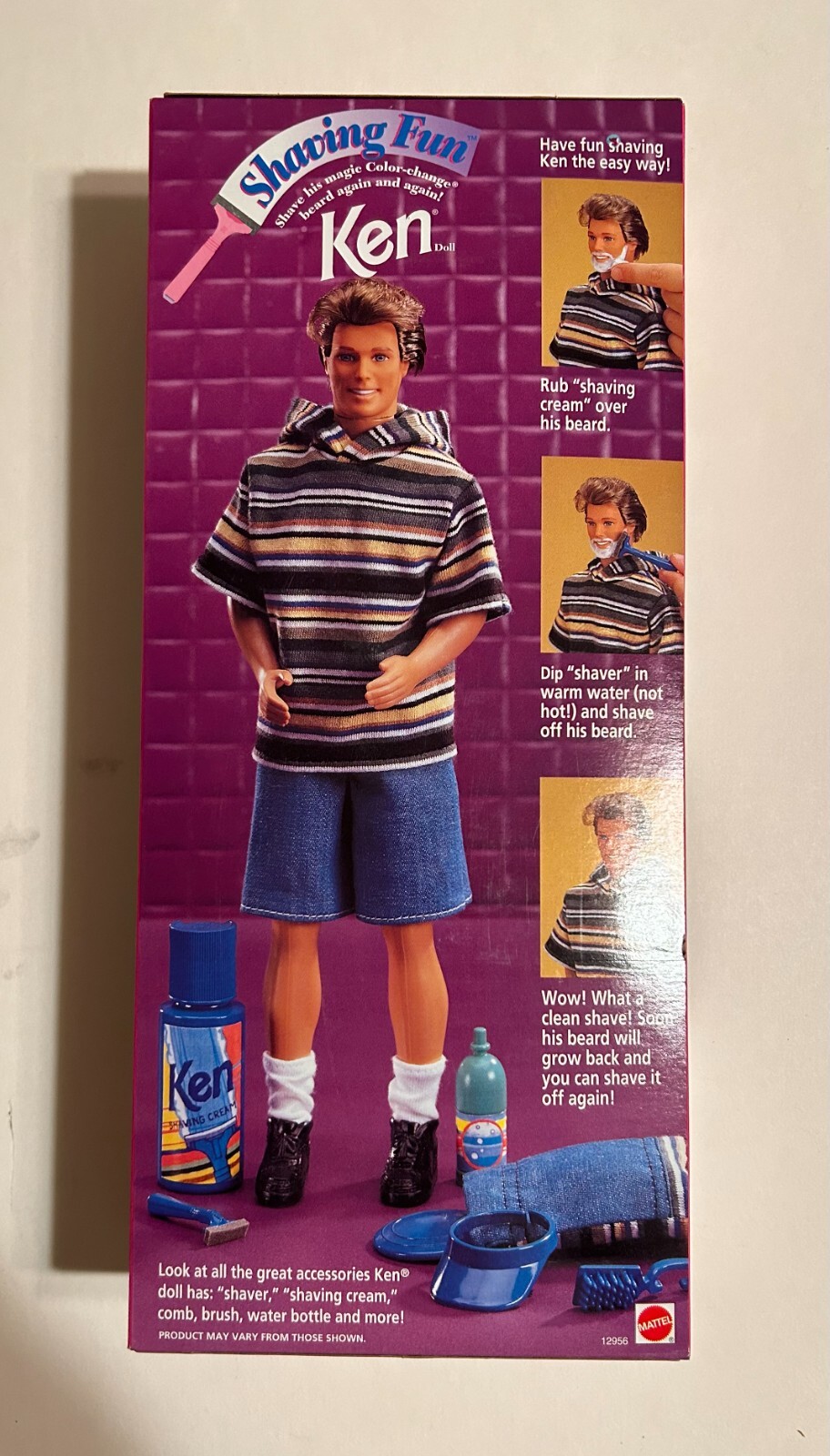 Barba vintage 1994 SHAVING FUN KEN DOLL que muda de cor NRFB Mattel #12956