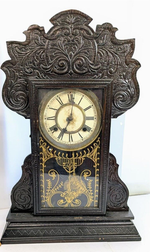 antique WATERBURY Gingerbread Clock with Pendulum & key 22" tall | eBay
