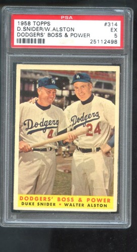 1958 Topps 314 Dodgers' Boss & Power Duke Snider Walter Alston PSA 5 ...