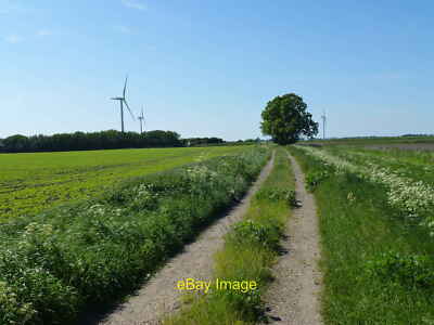 Photo 12x8 Wood and wind turbines on Ranson Moor Doddington North of ...