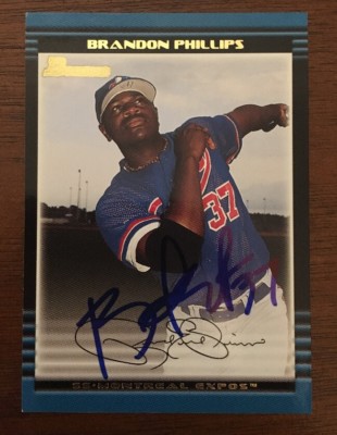 BRANDON PHILLIPS 2002 BOWMAN AUTOGRAPHED SIGNED AUTO BASEBALL CARD 258 ...