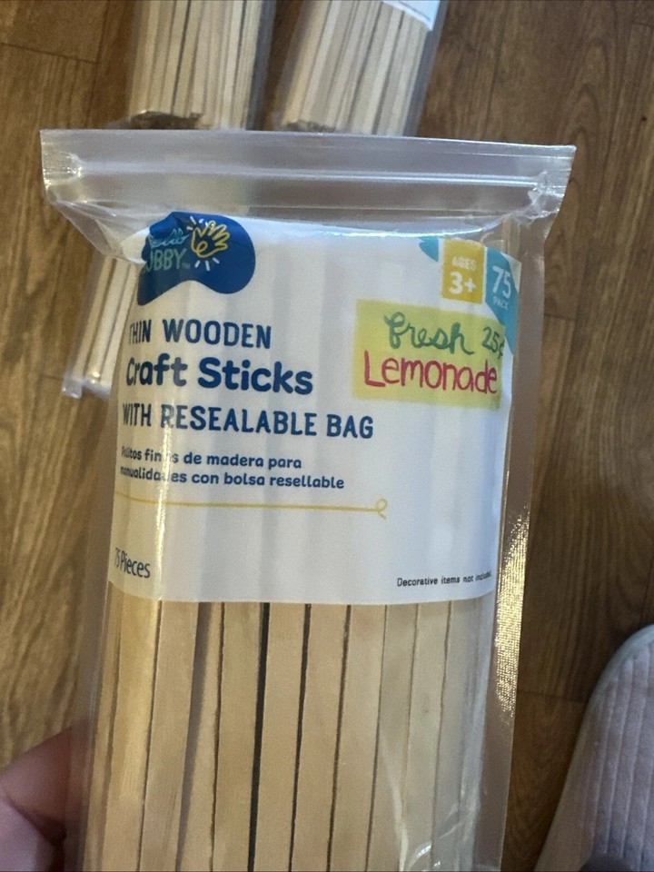 (LOT OF 4) 75 Thin Wooden Craft Sticks 5.75"x.27"x.08" Resealable ...