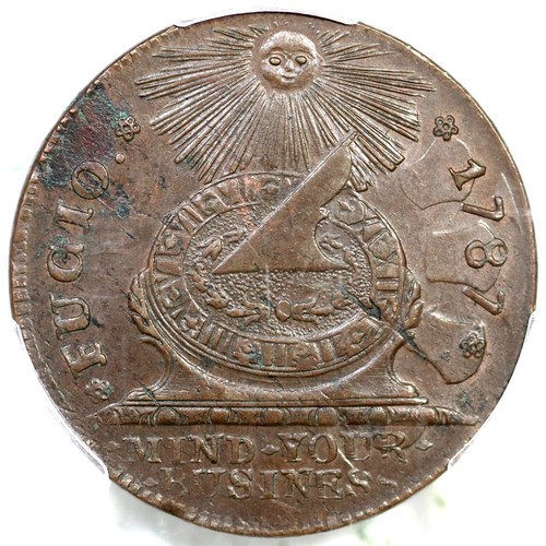 1787 N 11-X R-3 PCGS MS 62 BN Pointed Rays Fugio Cent Colonial Copper ...