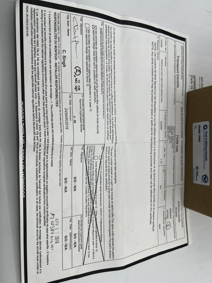 3034888 Pratt Whitney PT6 Hot Section Kit | eBay